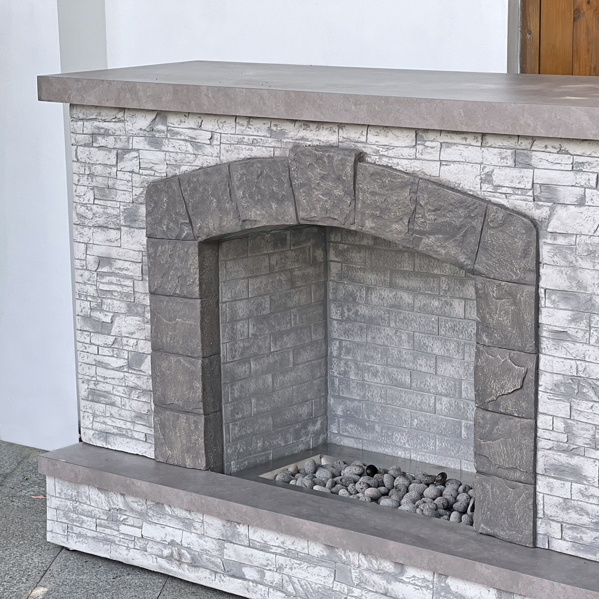 Prokan 67 Inches European Ledge Outdoor Propane Fireplace | Wayfair